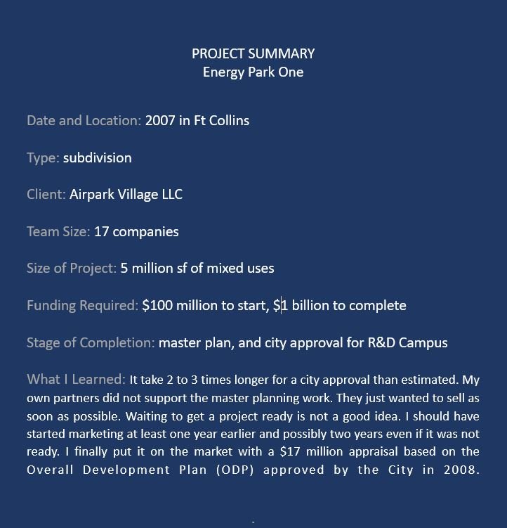 Summary Energy Park One